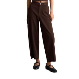 Marc O'Polo Damen 5-Pocket-Hose, braun, Gr. XS, MARC O'POLO DENIM, Twill, Obermaterial: 81% Baumwolle, 18% Lyocell, 1% Elasthan, Hosen, Barrel Hose cropped aus
