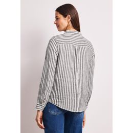 Street One Damen Hemdbluseespresso braun, Gr. 46, gestreift, Web, Obermaterial: 100% Leinen, Blusen, mit Streifen Muster