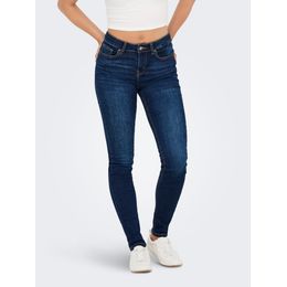 Only Damen Skinny-fit-Jeans "ONLAYA MIID WAIST SKINNY DNM BOX", blau, Gr. XL, unifarben, Denim/Jeans, Obermaterial: 83% Baumwolle, 15% Polyester, 2%