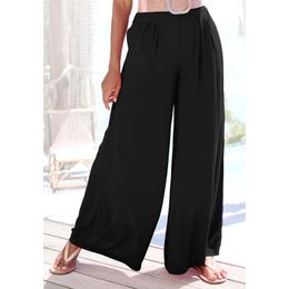 Buffalo Damen Palazzohose "mit extra weitem Bein", schwarz, Gr. 34, unifarben, Web, Obermaterial: 100% Viskose, Hosen, mit Seitennahttaschen, leichte
