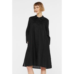Damen Sommerkleid, schwarz, Gr. L, SENSES.THE LABEL, unifarben, Web, Material: 75% Leinen, 25% Baumwolle, Kleider, mit Brusttasche