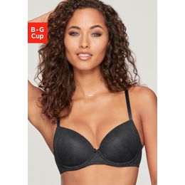 Lascana Damen Schalen-BH, Gr. 90, blau, Spitze, Obermaterial: 81% Polyamid, 19% Elasthan, BHs, mit Spitze in Kussmund-Optik, sexy Dessous, auch f&uuml;r