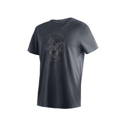 Maier Sports Herren T-Shirt "Dieter Print", grau, Gr. M, 100% Polyester, Shirts, Herren Kurzarmshirt, leichtes Sommer Funktionsshirt, Rundhals, Reg