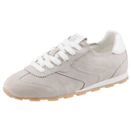Marc O'Polo MARC O'POLO Damen Sneaker "Fabiana", Gr. 36, beige, Lederimitat, Veloursleder, unifarben mit Farbeinsatz, Schuhe, Schn&uuml;rschuh, Halbschuh,