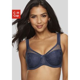 Damen Minimizer-BH, NUANCE BY LASCANA, Gr. 100, blau, Spitze, Obermaterial: 79% Polyamid, 15% Polyester, 6% Elasthan, BHs, mit unterlegter