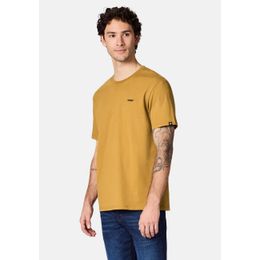 Ragwear Herren T-Shirt "Samms I Gots YOUMODO", gelb, Basic, Gr. L, Material: 100% Baumwolle, Shirts, Kurz&auml;rmliges Shirt mit Skateboard-Stickerei