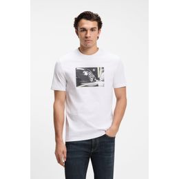 BOSS Orange Herren T-Shirt "Te Motors Regular Fit", wei&szlig;, Gr. L, unifarben, Single Jersey, Obermaterial: 100% Baumwolle, Shirts, Fotodruck, reine