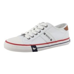 Mustang Shoes Herren Sneaker "Calogero", Gr. 45, wei&szlig;, Baumwolle, Schuhe, Freizeitschuh, Halbschuh, Schn&uuml;rschuh mit modischen Kontrastn&auml;hten