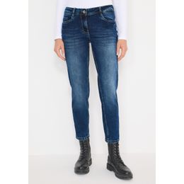 Cecil Damen Slim-fit-Jeans, blau, Gr. 33, unifarben, Jeans, 78% Baumwolle, 20% Polyester, 2% Elasthan, Jeans, Middle Waist