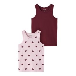 name it M&auml;dchen Unterhemd "NMFTANK TOP 2P CUTIE HEART NOOS", Gr. 86, rot, Jersey, Obermaterial: 95% Baumwolle, 5% Elasthan, bedruckt, unifarben,