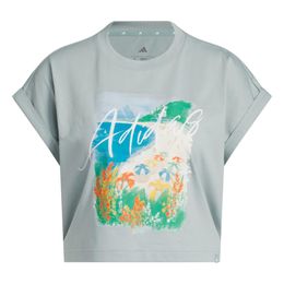 adidas Sportswear Performance Shirt 'Summer Romance' female size L Blue / Pastel green / Orange / White