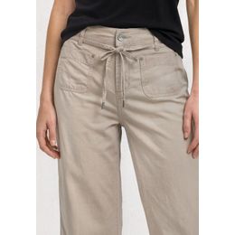 Street One Damen Stoffhose, beige, Gr. 46, unifarben, Web, Obermaterial: 100% Baumwolle. G&uuml;rtel: 100% Baumwolle, Hosen, High Waist