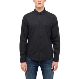Mustang Herren Langarmhemd "Herren Style Canton"schwarz 4142, Gr. S, unifarben, Popeline, 100% Baumwolle, Hemden