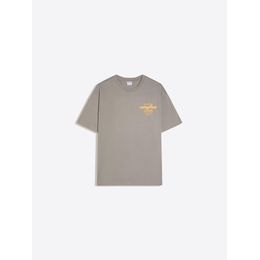 Bershka T-Shirt 'PARADISE CLUB' Herren Gr&ouml;&szlig;e XS rauchgrau / pastellorange