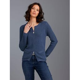 Damen Strickjacke, blau, Gr. 40, CREATION L PREMIUM, unifarben, 70% Lyocell, 30% Baumwolle, Strickjacken
