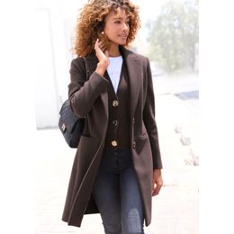 Lascana Damen Kurzmantel "im klassischen Design mit Knopfverschluss, figurbetont", braun, Gr. 34, unifarben, Web, Obermaterial: 100% Polyester.
