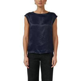 Damen Rundhalsshirt, blau, Gr. 36, s.Oliver BLACK LABEL, unifarben, Web, Obermaterial: 95% Baumwolle, 5% Elasthan, Shirts, mit Stretchanteil