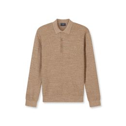 OLYMP Herren Langarm-Poloshirt "OLYMP Casual Strick, Polo langarm", beige, Gr. XXL, 100% Baumwolle, Shirts