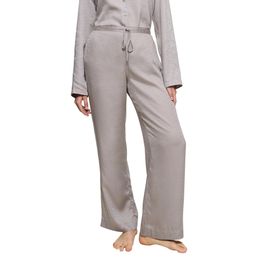 Triumph Damen Homewearhose "Silky Sensuality Trousers", Gr. 46, grau, Satin, 100% Lyocell, unifarben, Hosen, mit Monogram-Jaquard