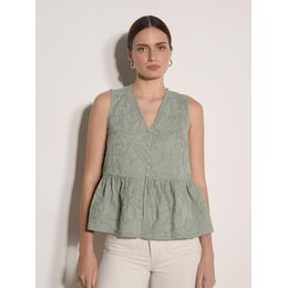 Apricot Damen Blusentop "Peplum-Oberteil", gr&uuml;n, Gr. 38, uni, gewebt, Obermaterial: 100% Baumwolle CO., Blusen, mit Blumenstickerei