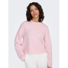 Only Damen Rundhalspullover "ONLSIMONI L/S O-NECK PULLOVER KNT NOOS", rosa, Gr. L, unifarben, Strick, Obermaterial: 74% Polyacryl, 24% Polyester, 2%
