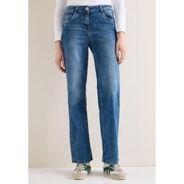 Cecil Damen Loose-fit-Jeans, blau, Gr. 29, unifarben, Jeans, 78% Baumwolle, 20% Polyester, 2% Elasthan, Jeans, High Waist