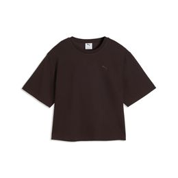 Puma Damen T-Shirt "Essentials Elevated Relaxed T-Shirt Damen", braun, Gr. M, clean, Obermaterial: 66% Baumwolle, 2% Elasthan, 32% Polyester. Rippe: