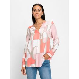 Heine Bluse Damen Gr&ouml;&szlig;e M taupe / koralle / rosa / wei&szlig;