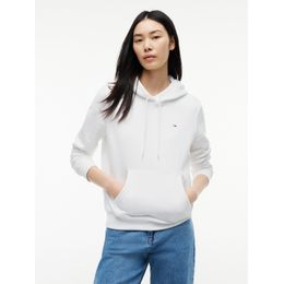 Tommy Jeans Damen Kapuzensweatshirt "TJW REG S FLAG HOODIE", wei&szlig;, Gr. XXS, unifarben, Sweatware, Obermaterial: 80% Baumwolle, 20% Polyester,