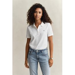 Gant Damen Poloshirt "REGULAR SHIELD", wei&szlig;, Gr. XXL, unifarben, Single Jersey, Obermaterial: 100% Baumwolle, Shirts, Regular fit mit Polokragen