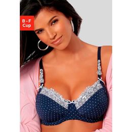Damen B&uuml;gel-BH, NUANCE BY LASCANA, Gr. 100, blau, Microtouch, Obermaterial: 80% Polyamid, 10% Elasthan, 10% Viskose, BHs, mit wundersch&ouml;ner Stickerei