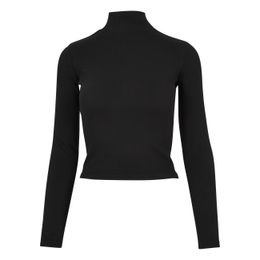 Urban Classics Damen Longshirt "Urban Classics Damen Ladies Rib Back Cut Out Longsleeve", schwarz, Gr. XS, unifarben, 97% Baumwolle, 3% Elasthan,