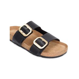 Tommy Hilfiger Damen Pantolette "TH CLASSIC CORK SANDAL LEATHER", Gr. 42schwarz, Nappaleder, unifarben, Schuhe, Sommerschuh, Schlupfschuh, Flat mit
