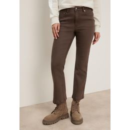 Tamaris Damen Ankle-Jeans "mit leicht ausgestelltem Bein", braun, Gr. 36, unifarben, Denim/Jeans, Obermaterial: 98% Baumwolle, 2% Elasthan, Jeans,