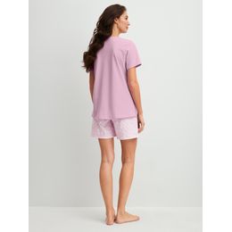 Calida Damen Shorty "Blooming Nights", Gr. S, rosa, Single Jersey, Obermaterial: 100% Baumwolle, Homewear-Sets, Hose gebl&uuml;mt, Oberteil uni,