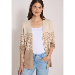 Cecil Damen Strickjacke, beige, Gr. XS, gemustert, Stoff, 52% Viskose, 28% Polyester, 20% Nylon, Strickjacken, aus softer Viskose