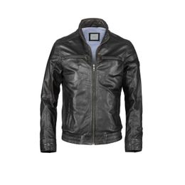 Bugatti Herren Lederjacke "BUSASCHA", schwarz, Gr. 60, uni, Obermaterial: 100% Lammleder LEL., Jacken, mit Stehkragen und Reisverschl&uuml;ssen