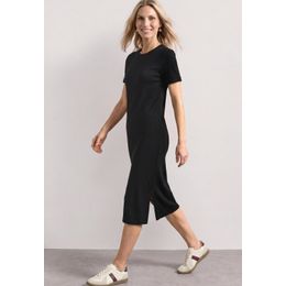 Street One Damen Midikleid, schwarz, Gr. 38, unifarben, Web, 95% Baumwolle, 5% Elasthan, Kleider, im Basic Style