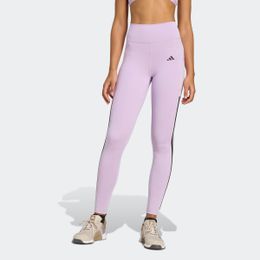 Damen Trainingstights "OPTIME 3-STREIFEN FULL LENGTH LEGGINGS", rosa, Gr. S, adidas Performance, Obermaterial: 73% Polyester, 27% Elasthan, Hosen