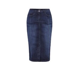 GOLDNER Damen Jeansrock "Jeansrock mit Formbund", blau, Gr. 42, Obermaterial: 83% Baumwolle CO. 15% Polyester PES. 2% Elasthan EL., R&ouml;cke, Gehschlitz