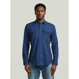 G-Star Raw G-STAR Herren Langarmshirt "Marine Slim Hemd", blau, Gr. L, Obermaterial: 50% Baumwolle, 50% Baumwolle, Shirts