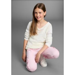 Kangaroos M&auml;dchen Strickpullover "Ajour-Pullover f&uuml;r M&auml;dchen, kuschelig weich", beige, Gr. 140, Feinstrick, Obermaterial: 100% Polyacryl, Pullover,