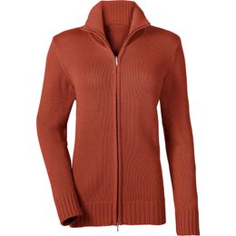 Damen Strickjacke mit 2-Wege-Rei&szlig;verschluss rostrot, Gr&ouml;&szlig;e 52