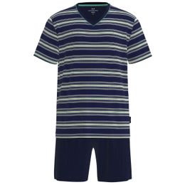 G&ouml;tzburg G&Ouml;TZBURG Herren Shorty, Gr. 48blau, Single Jersey, Obermaterial: 60% Baumwolle, 40% Polyester, Homewear-Sets, gestreift, kurz, atmungsaktiv,