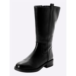 sheego Damen Weitschaftstiefel, Gr. 44, schwarz, Leder, Schuhe