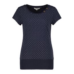 alife and kickin ALIFE & KICKIN Damen Rundhalsshirt, blau, Gr. L, 65% Baumwolle, 35% Polyester, Shirts, Kurzarm mit Polka-Dot-Allover-Print, Scoop-Neck und Rippbund
