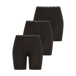 YSABEL MORA Damen Lange Unterhose "BASIC COLLECTION COTTON WITH LACE", Gr. XL, schwarz, Obermaterial: 95% Baumwolle, 5% Elasthan, unifarben,