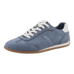 Tom Tailor Damen Sneaker "Cathrine", Gr. 36, blau, Lederimitat, Textil, Schuhe, Freizeitschuh, Halbschuh, Schn&uuml;rschuh mit Kontrastbesatz