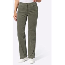 Inspirationen Damen Cordhose, gr&uuml;n, Gr. 36, unifarben, 98% Baumwolle, 2% Elasthan, Hosen