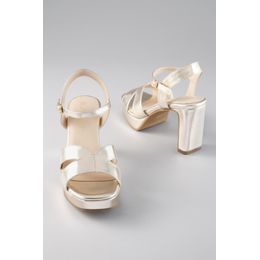 ANISTON SHOES Damen High-Heel-Pantolette, Gr. 39, silber, Lederimitat, gl&auml;nzend, Schuhe, High-Heel-Sandalette, Partyschuh - NEUE KOLLEKTION